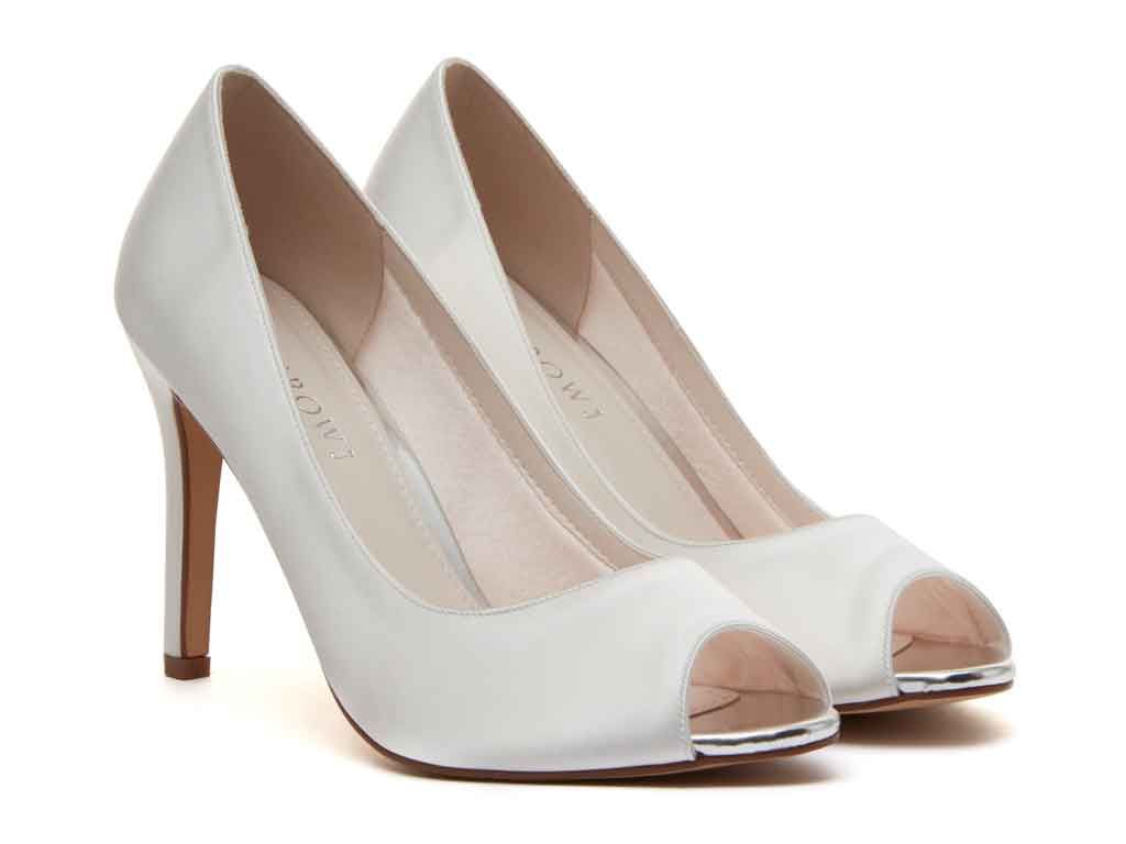 ROBYN - Ivory Satin Peep Toe Shoe – Rosie Wilson
